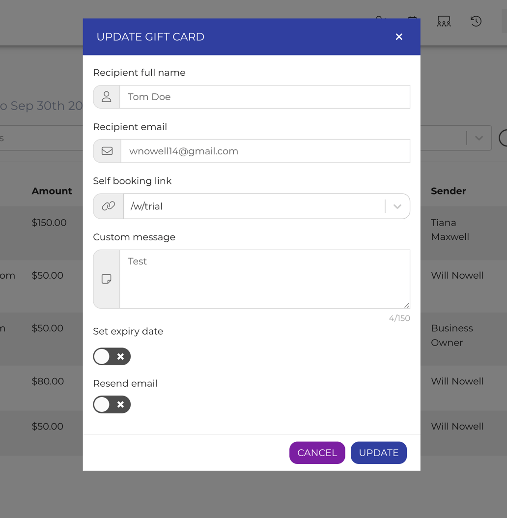 How do I issue gift cards to clients?